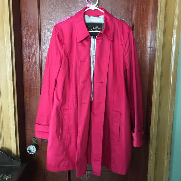 Coach | Jackets & Coats | Coach Hot Pink Short Trench Coat Ladies Large ...